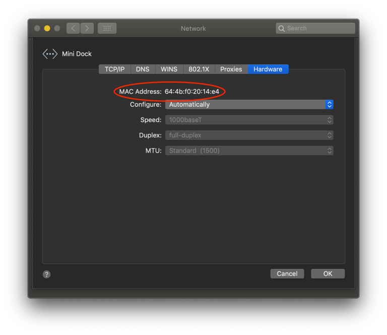 Finding your MAC address – CalDigit